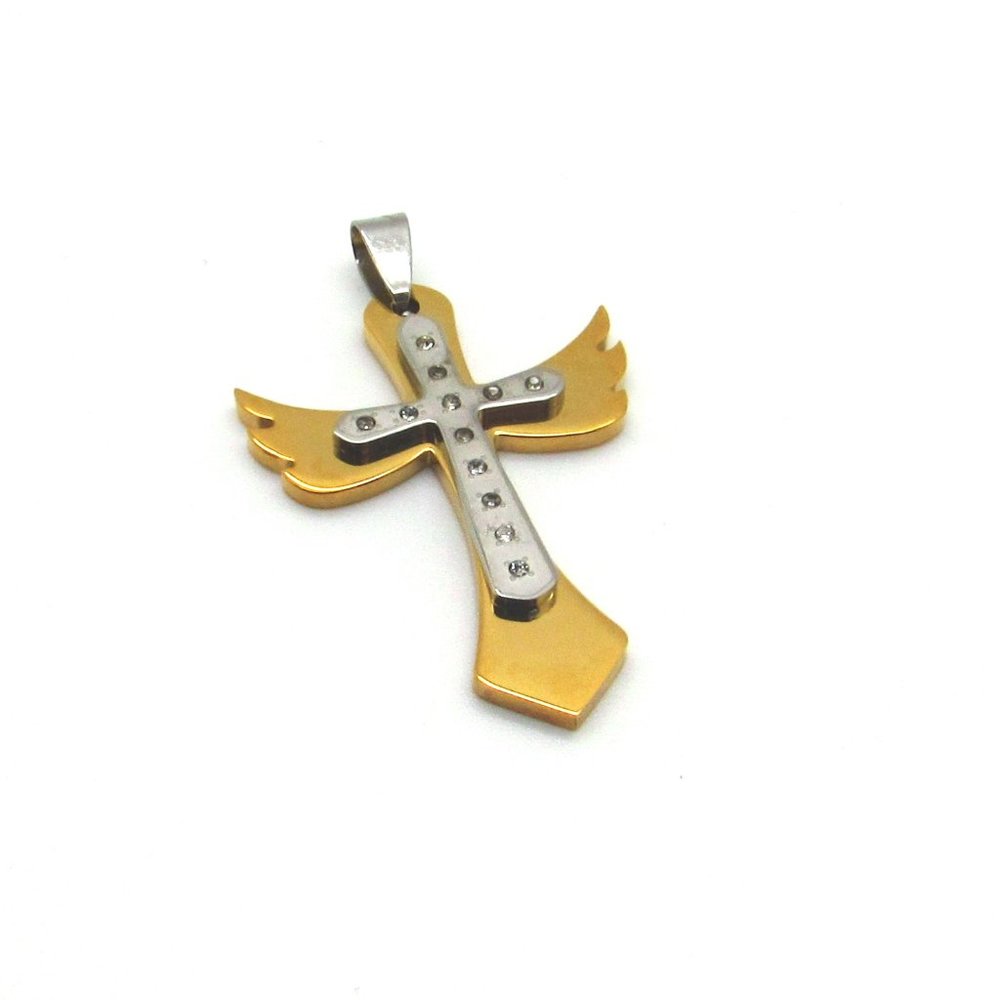 Stainless Steel Cross Pendant - Gem